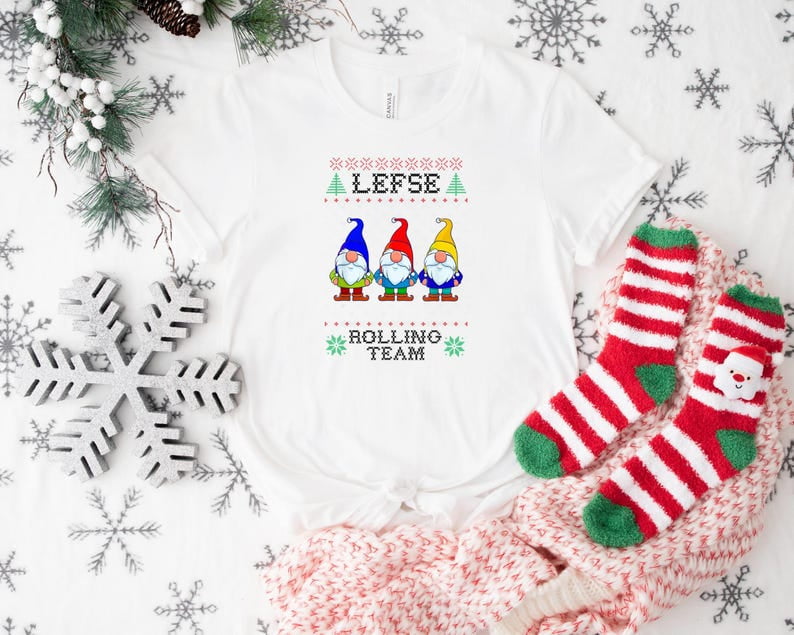 Nuvello Lefse Rolling Team Tee, Fantasy Shirt, Holiday Shirt, Gnome ...