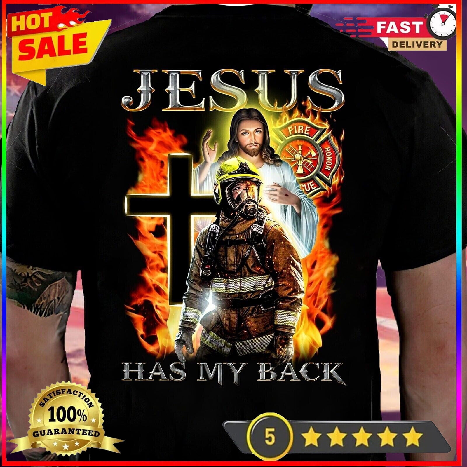 Nuvello Love Firefighter Jesus Has My Back Pround Faith Christians ...