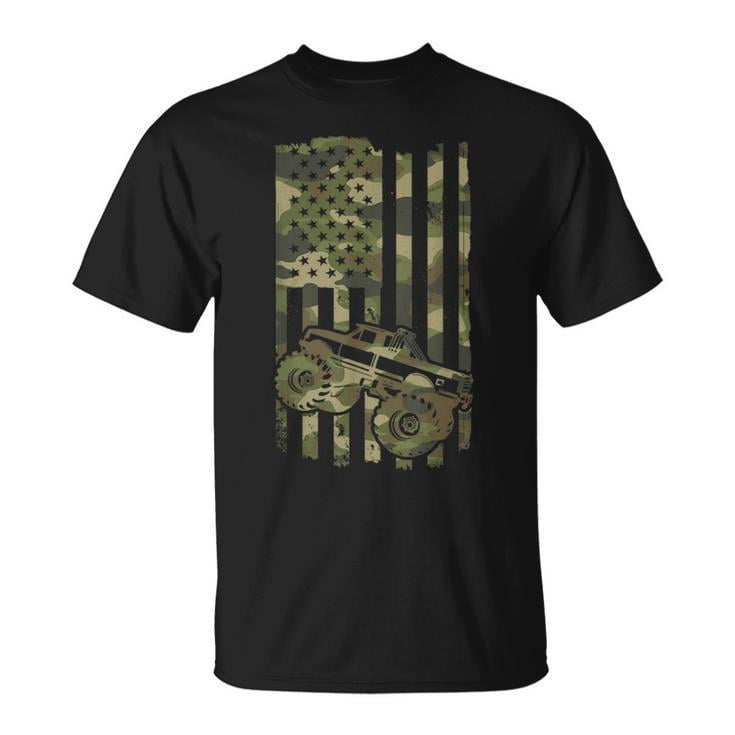 Nuvello Monster Trucker Retro Truck Usa Flag 4Th July T Shirt - Walmart.com