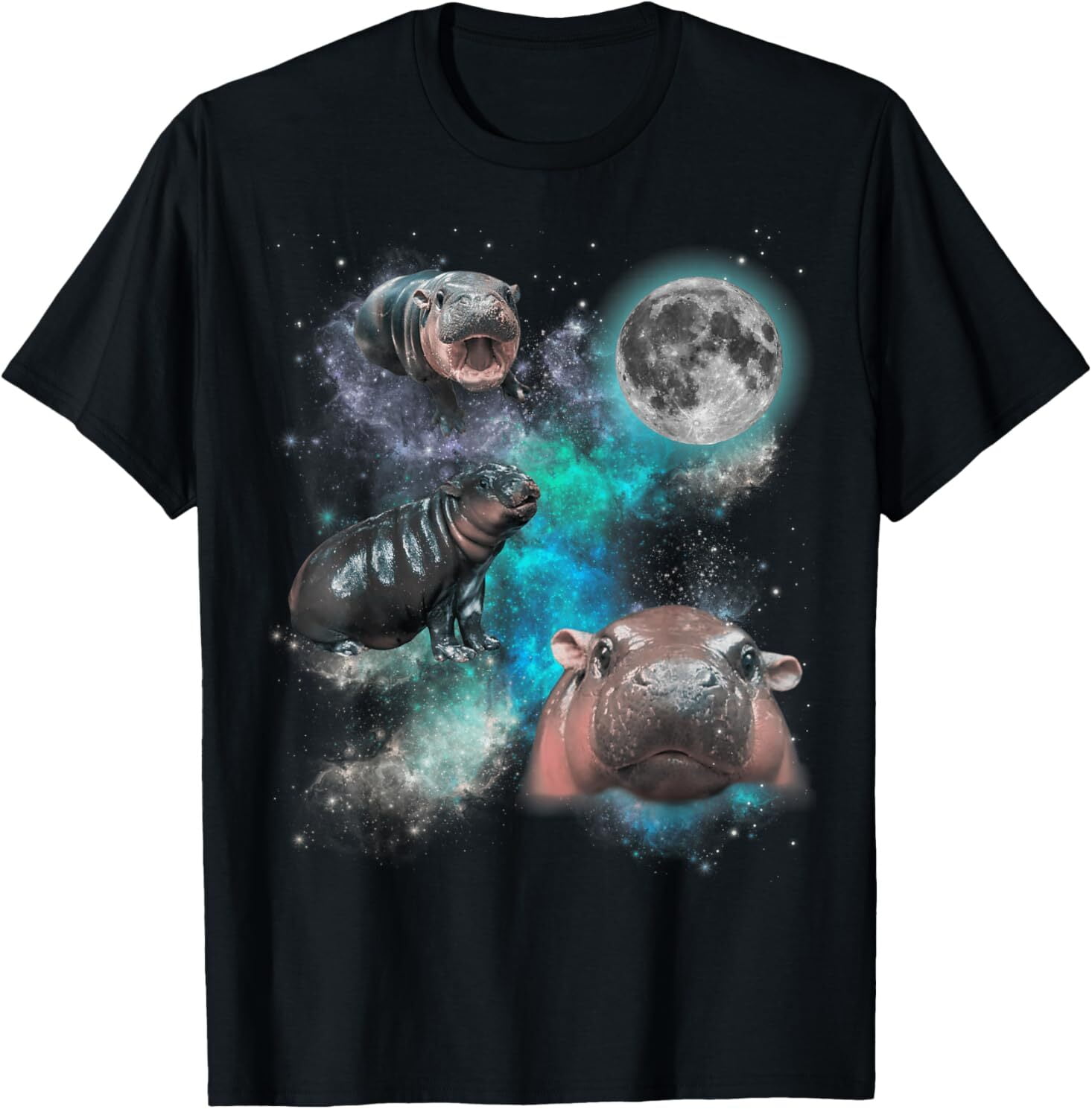 Nuvello Moo Deng Three Moo Deng Moon Hippo T-Shirt All Size S-5XL ...