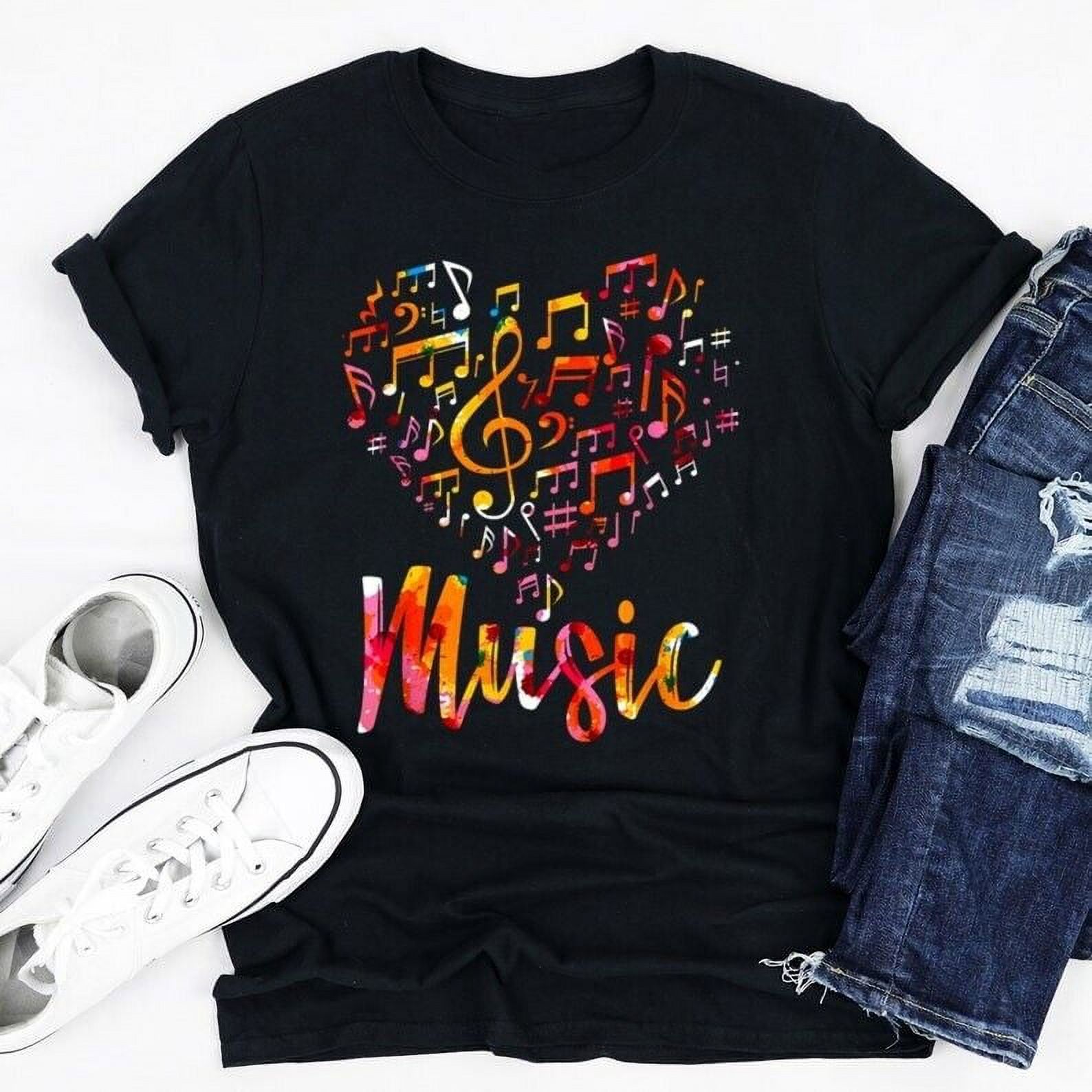 Nuvello Music Notes Heart Shirt, Music Lover Shirt, Music Notes Shirt ...