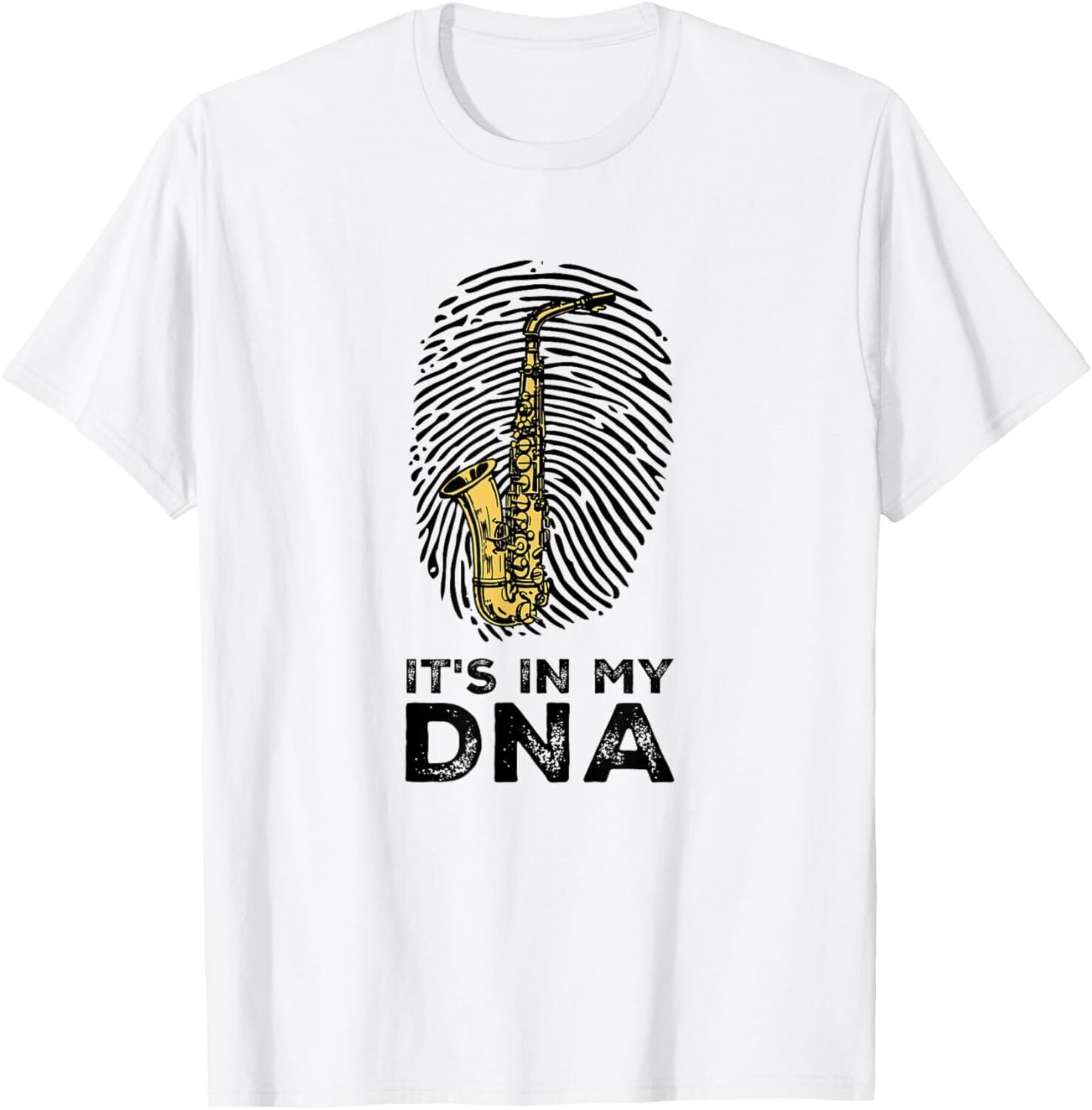 Nuvello Musician Sax Player Fingerprint Art It's In My DNA Saxophone T ...