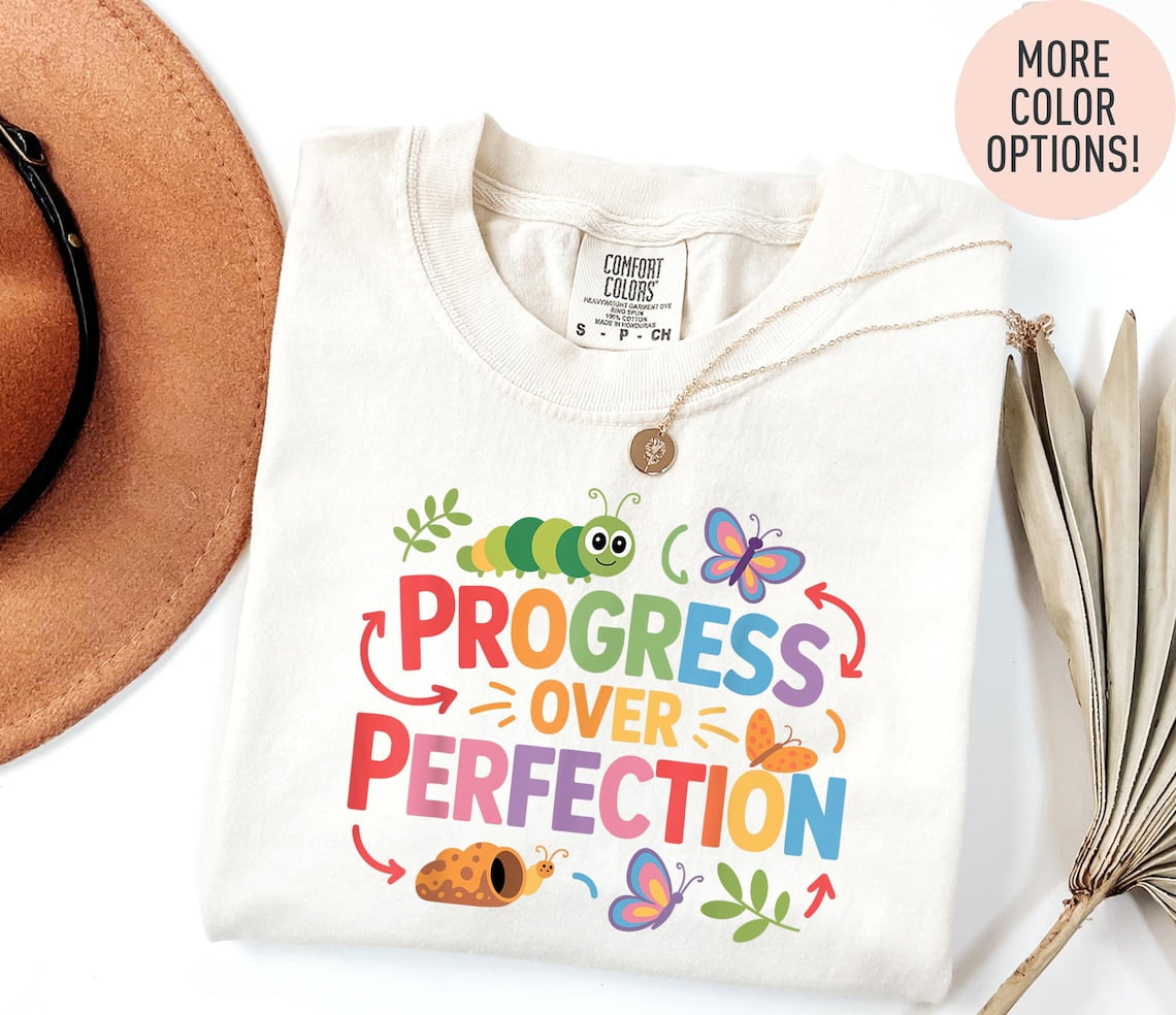 Nuvello Progress Over Perfection Shirt, Teacher Shirts, Gift For ...