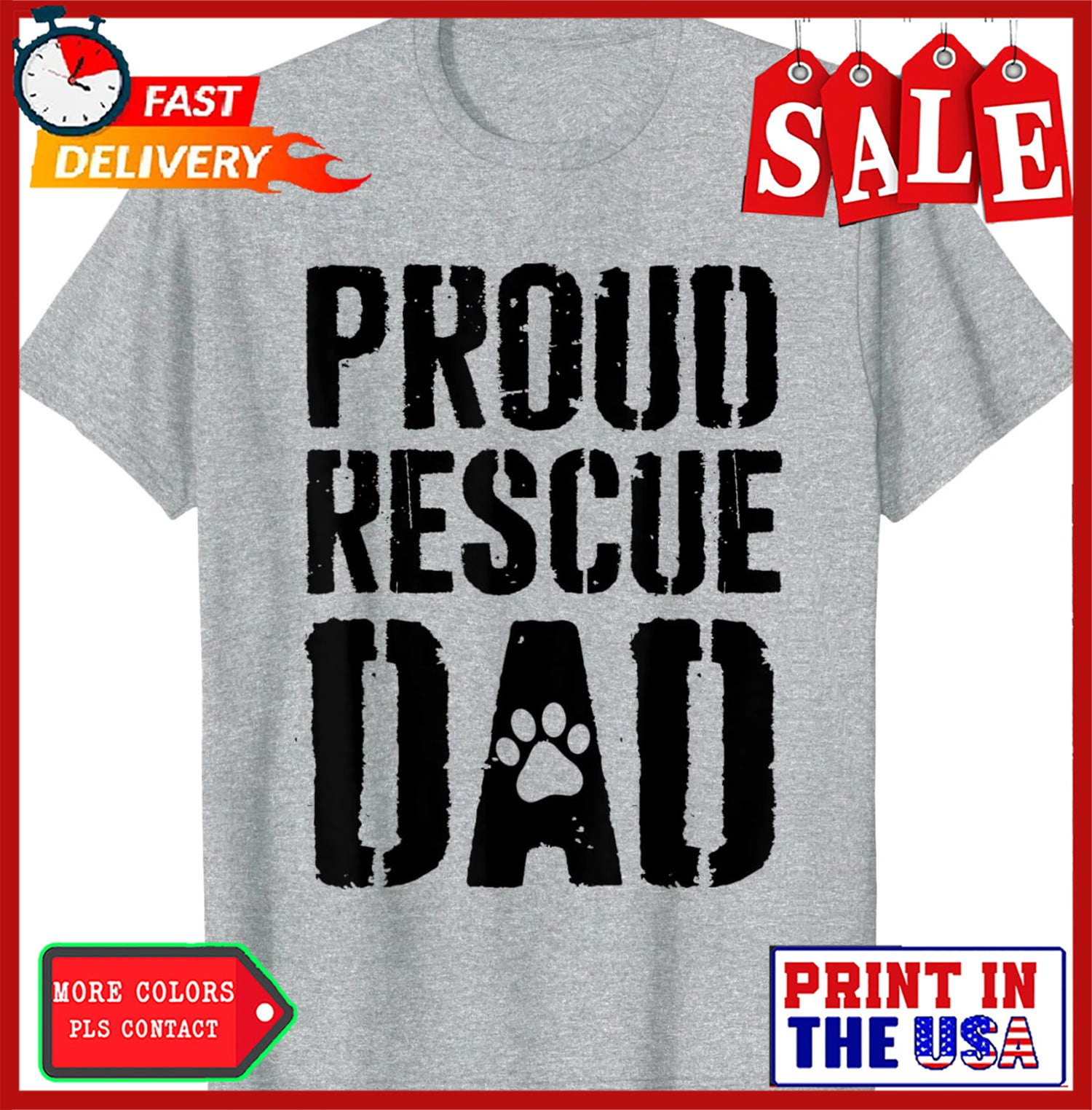 Nuvello Proud Rescue Dad Fathers Day Rescuer Dog Dad Activist T-Shirt ...