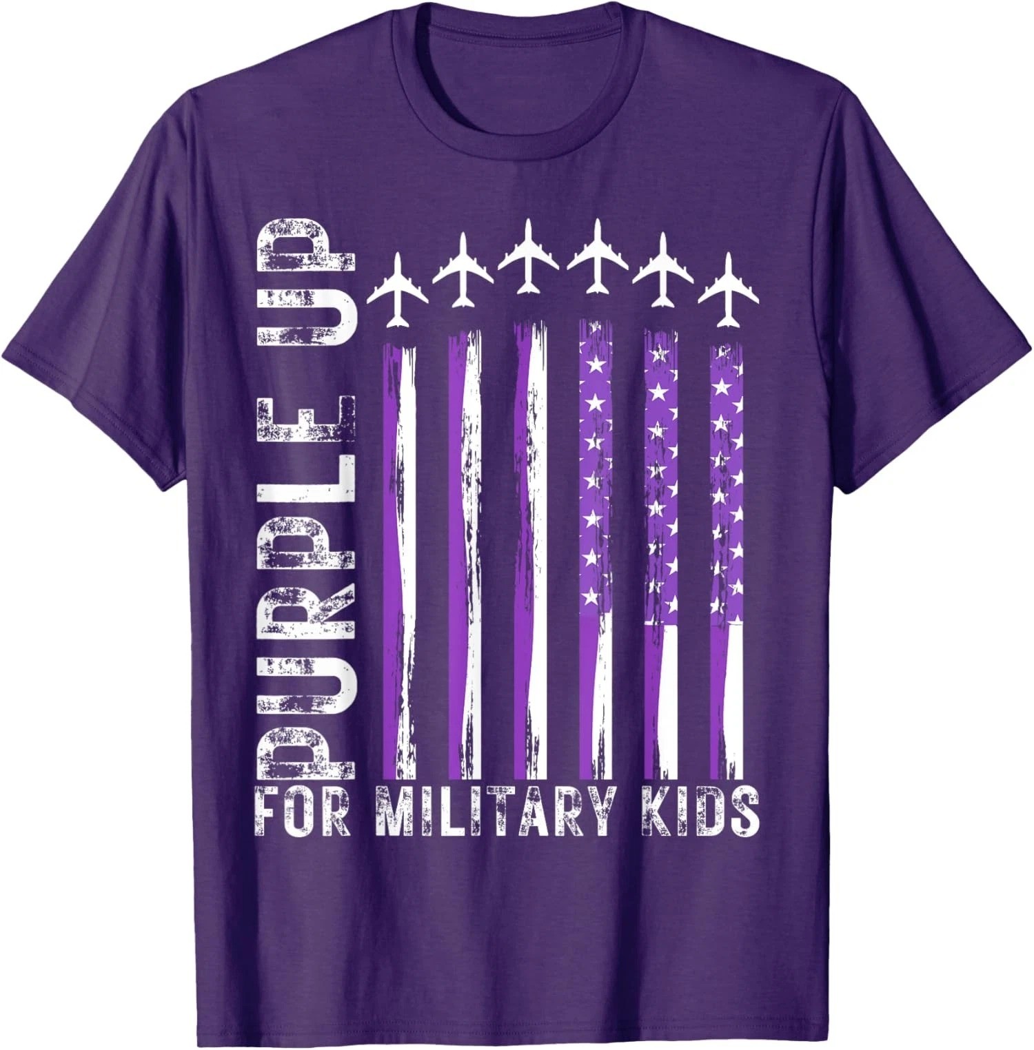 Nuvello Purple Up For Military Flag Military Child Month Unisex T-Shirt ...