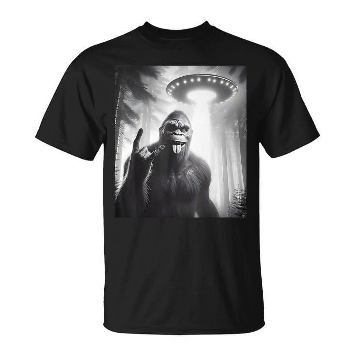 Nuvello Sasquatch Bigfoot Selfie Ufo Alien Rock Sign T Shirt - Walmart.com
