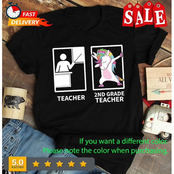 Nuvello Second Grade Teacher, 2Nd Grade Teacher Shirt, Dabbing Unicorn ...