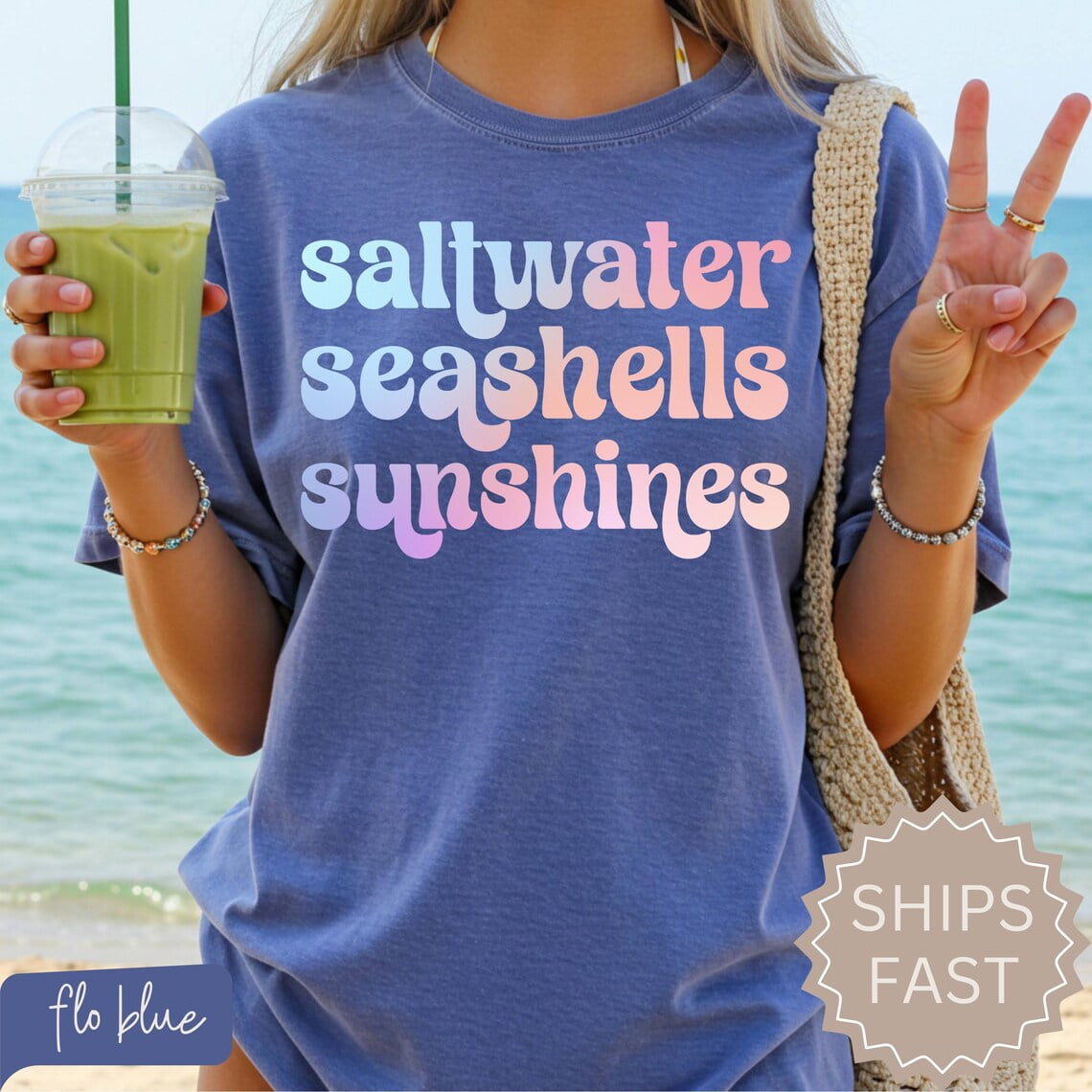 Nuvello Sunshine Beach Vacation Tee Shirts, Beachy Coastal, Summer ...