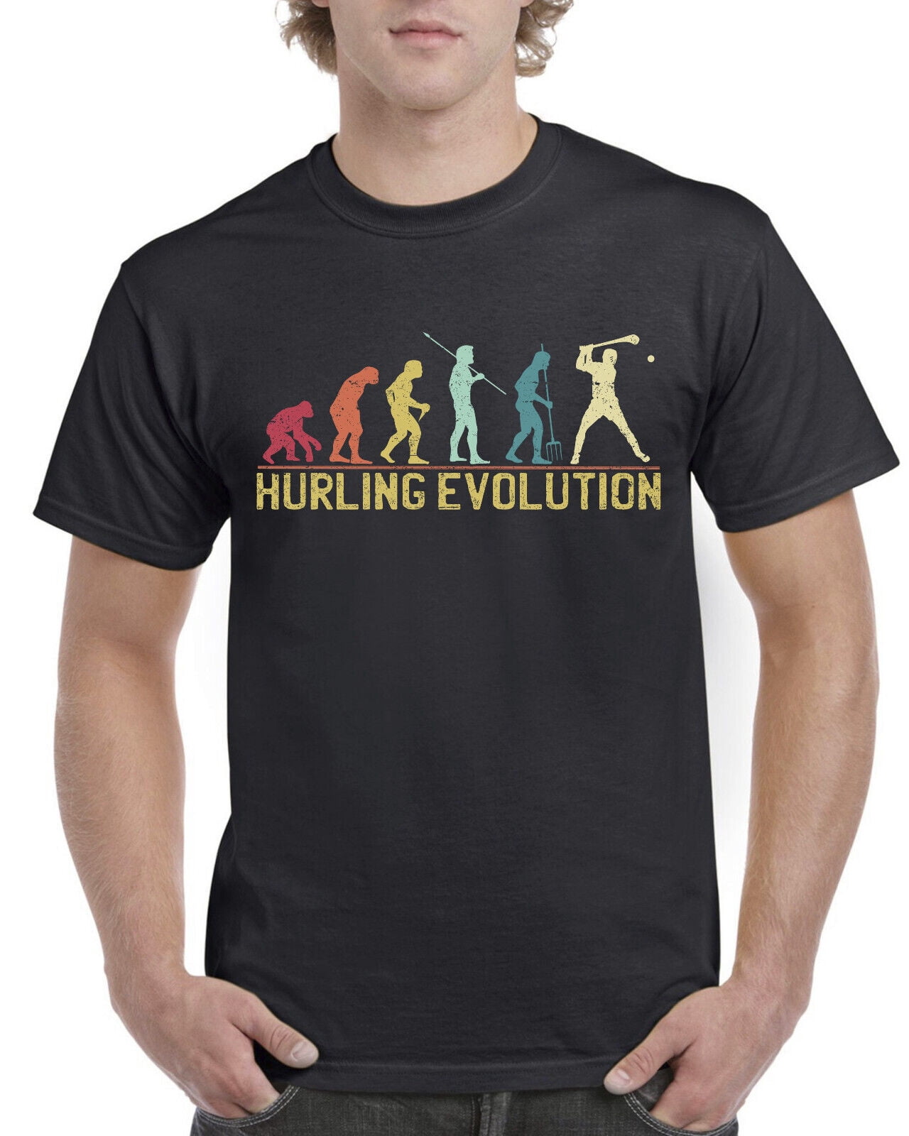 Nuvello Top Gift T-Shirt for Dad: Evolution of Hurling Sports Cotton ...