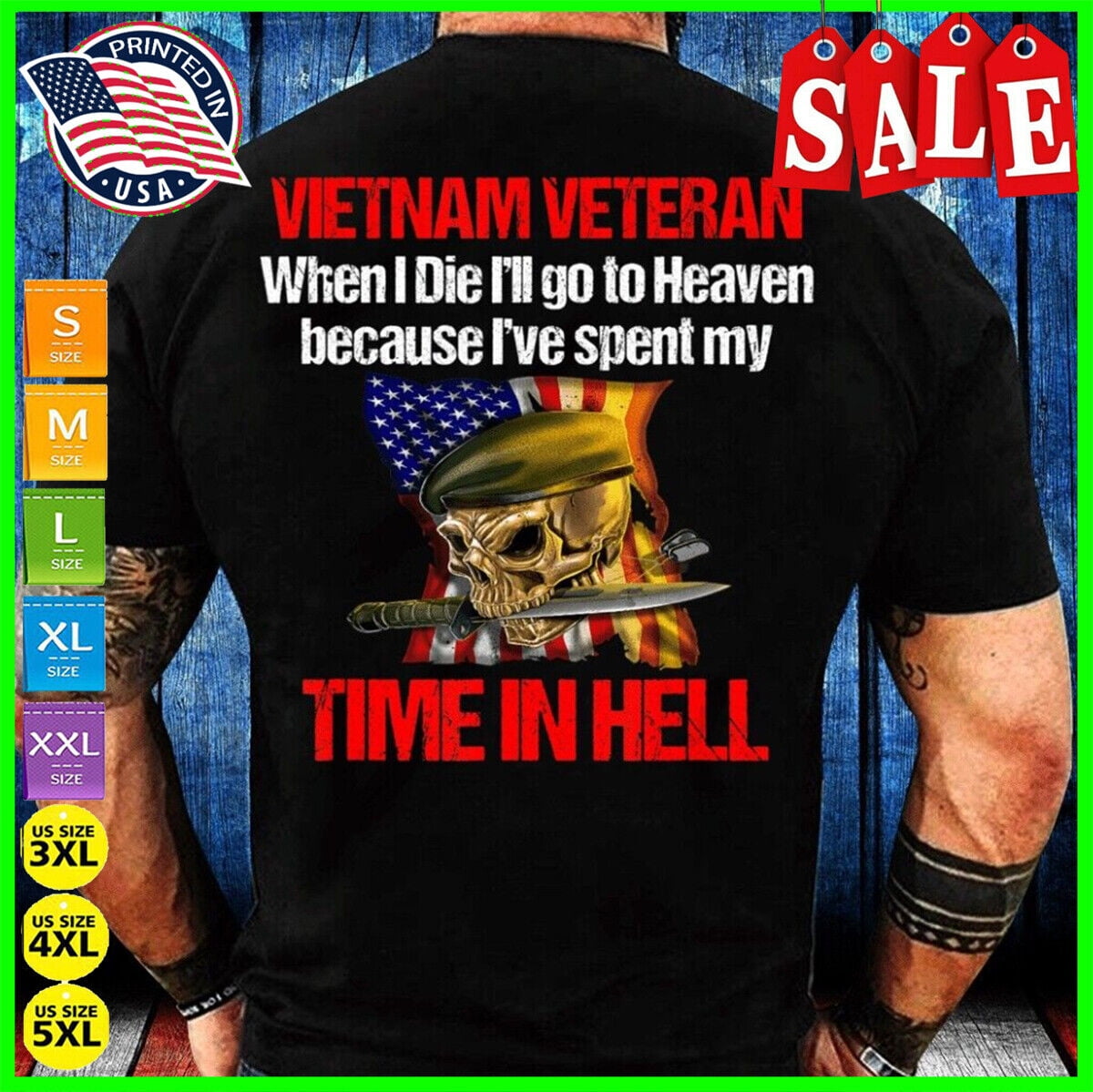 Nuvello Us Veteran Shirt Vietnam War When I Die I Will Go To Heaven T-Shirt - Walmart.com