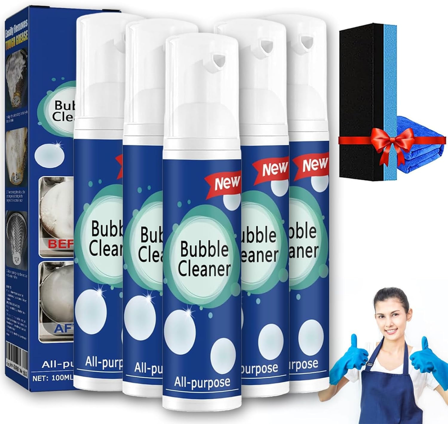 Nuvilux Bubble Cleaner, Nuvilux All Purpose Bubble Cleaner Foam Spray, No Rinse, Multi-purpose ...