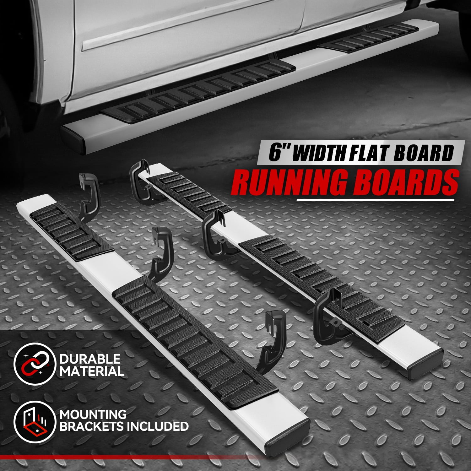 Nuvision for 07-19 Silverado Sierra Extended Cab Silver 6" Running ...
