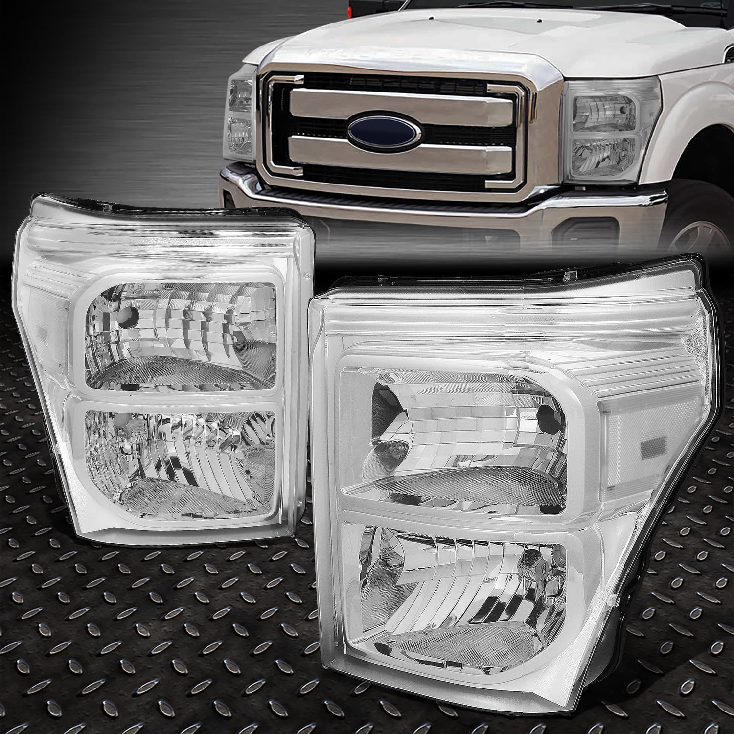 Nuvision for 11-16 Ford F250 F350 Super Duty Chrome Housing Clear ...