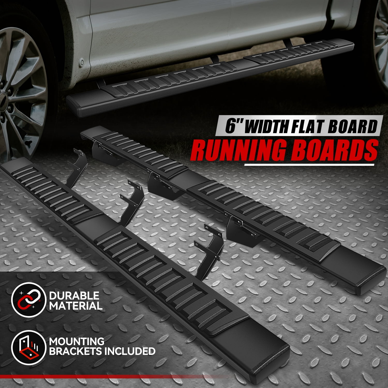 Nuvision for 15-24 Ford F150-F450 Super Crew Cab 6" Flat Side Step Bar ...