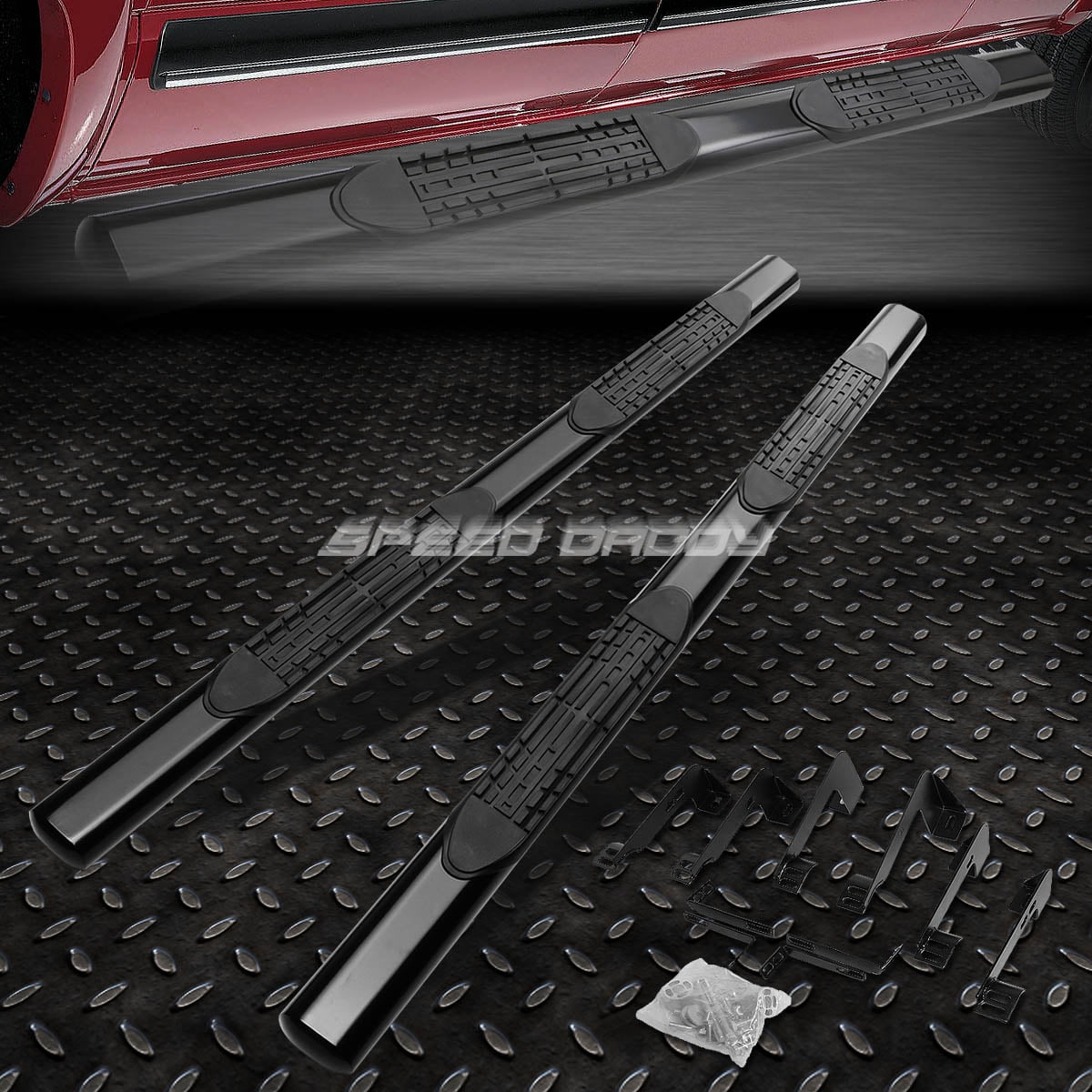 Nuvision for 99-14 Chevy Silverado Crew Cab 4" Oval Black Side Step ...