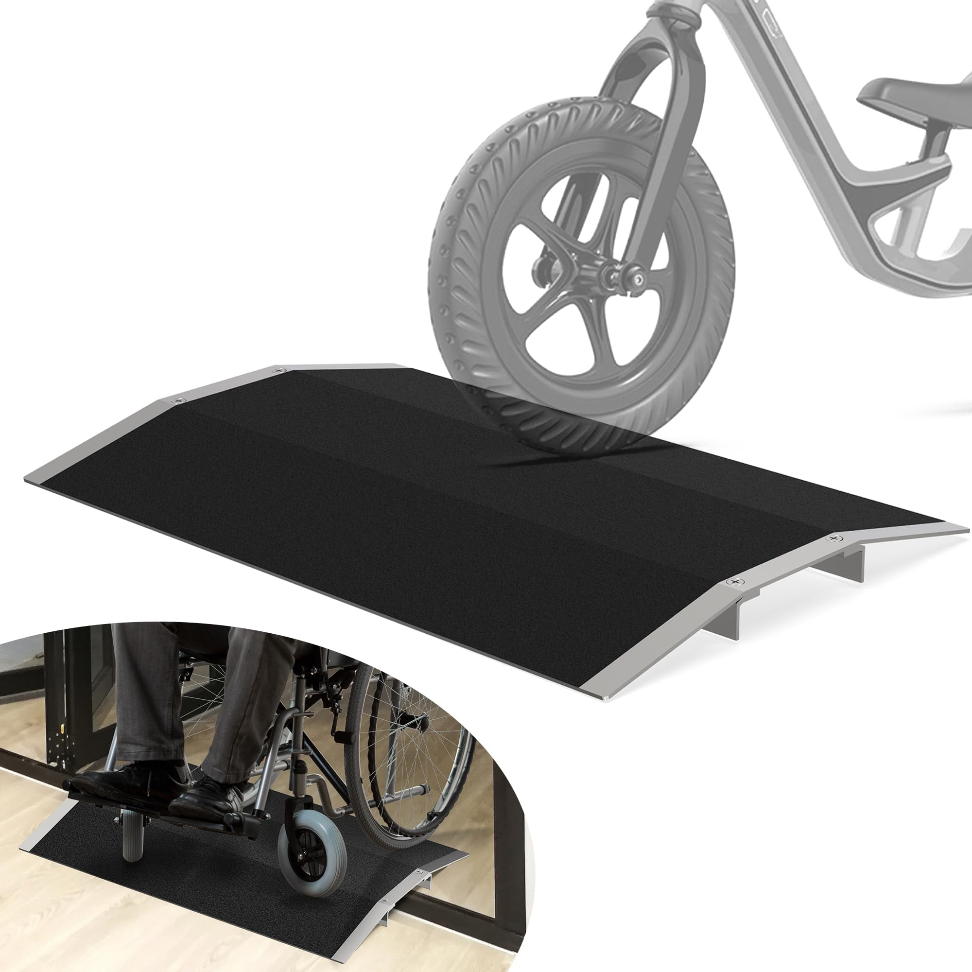 Nuvium Wheelchair Ramp, 27.6" W x 15.8" L, Aluminum, 660 lbs Capacity ...