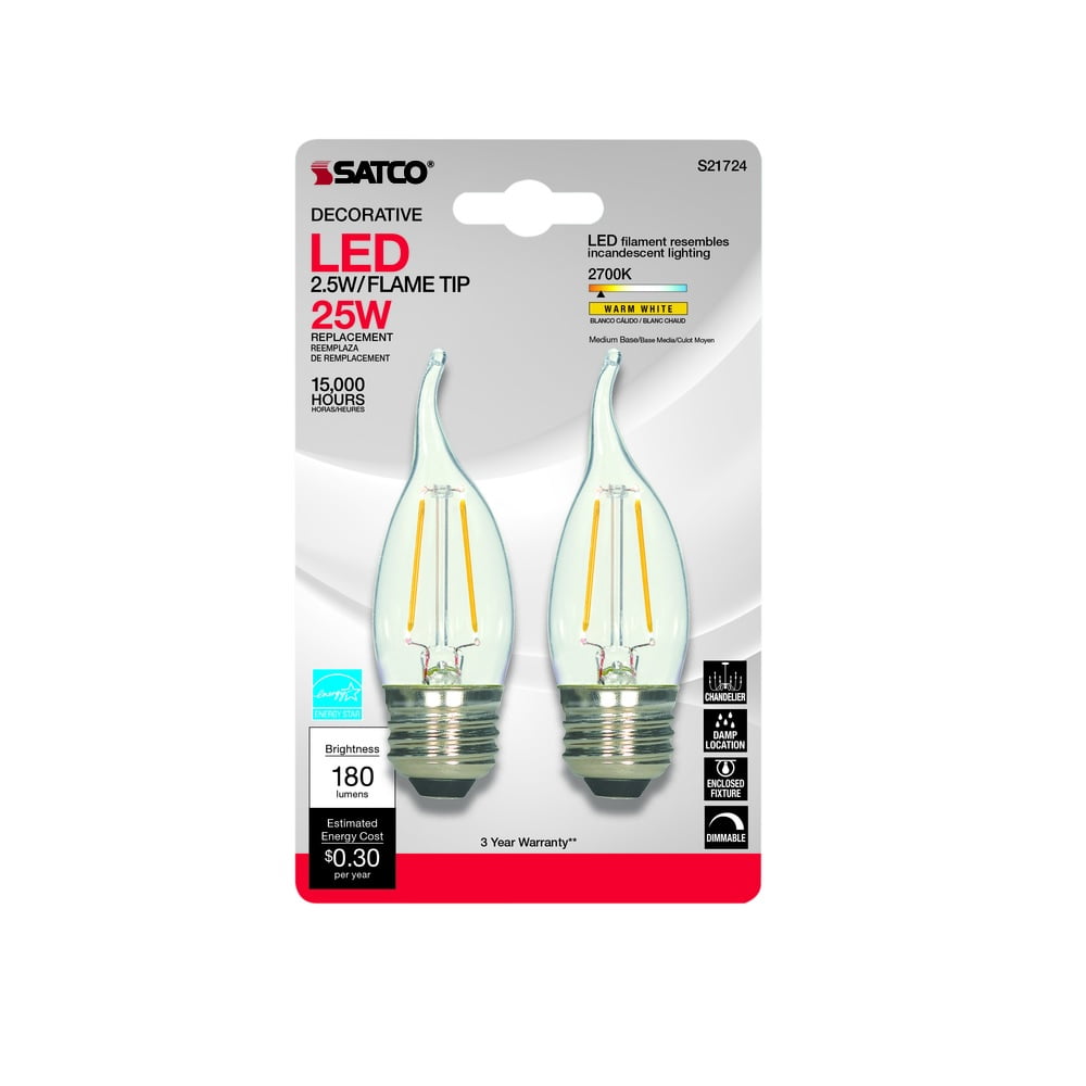 Nuvo 2pk 25w Ca10med Led Bulb - Walmart.com