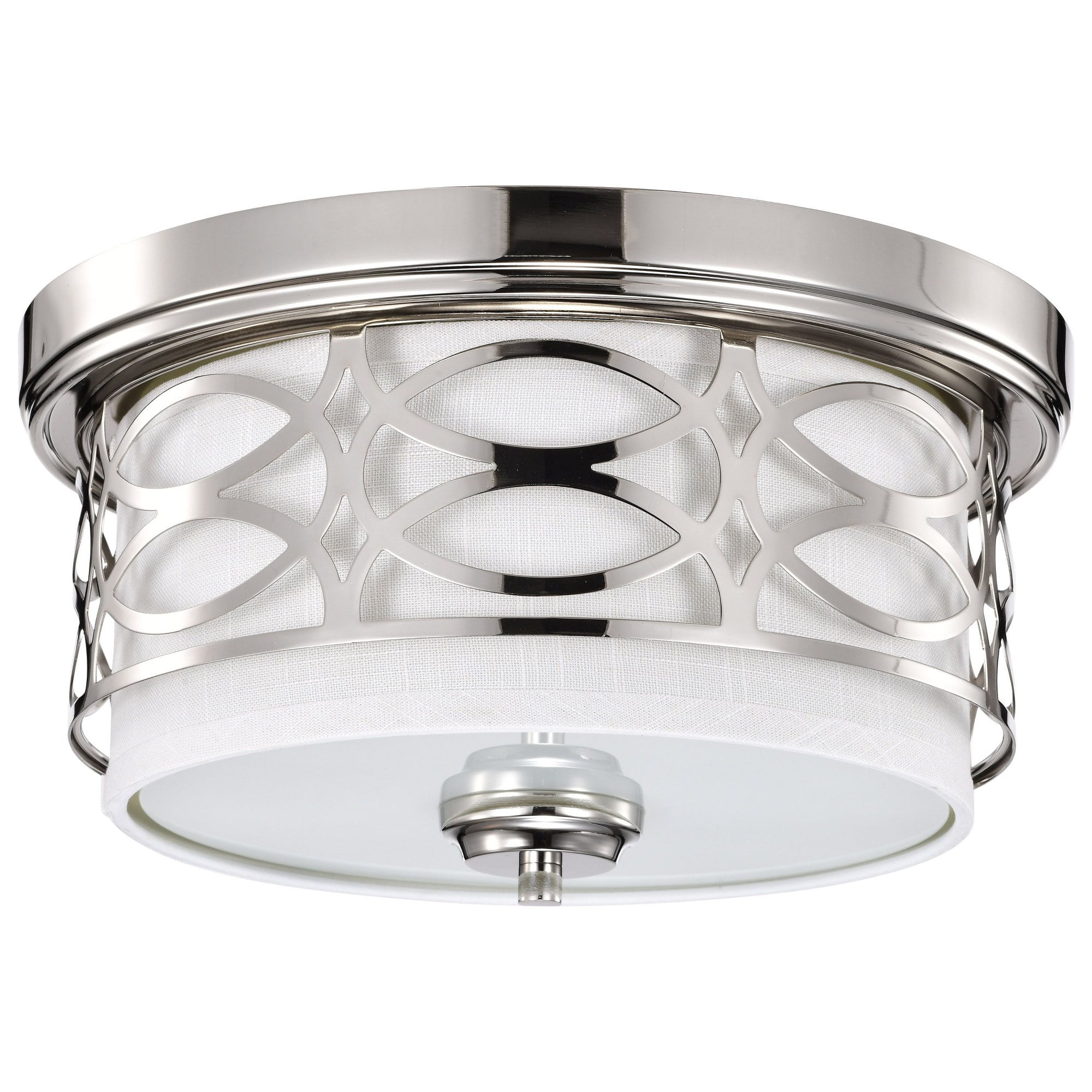 Satco Harlow 2 Light Flush Dome Fixture, Slate Gray Fabric Shade ...