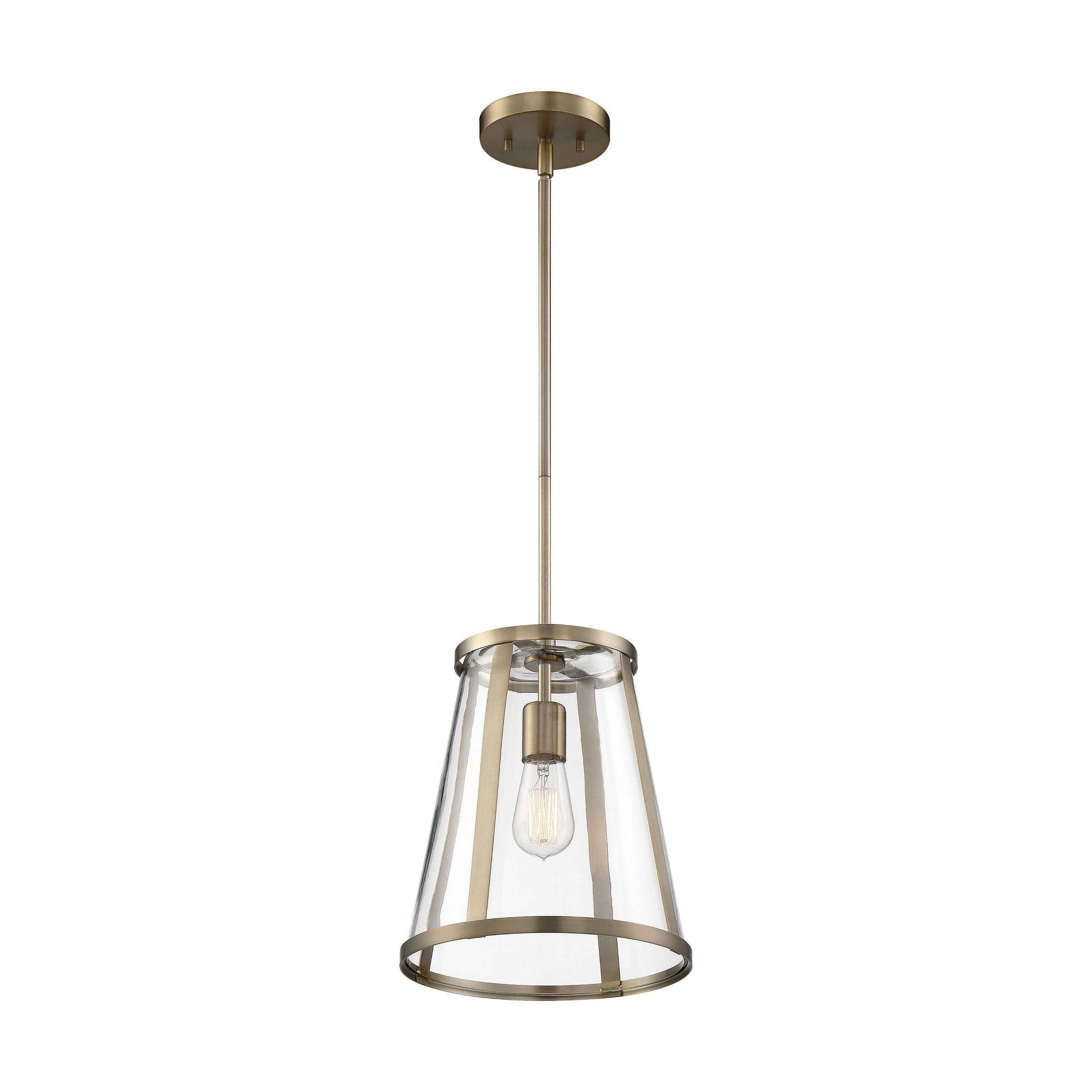 Nuvo Lighting Bruge 1-Light Pendant Fixture Burnished Brass Finish with ...