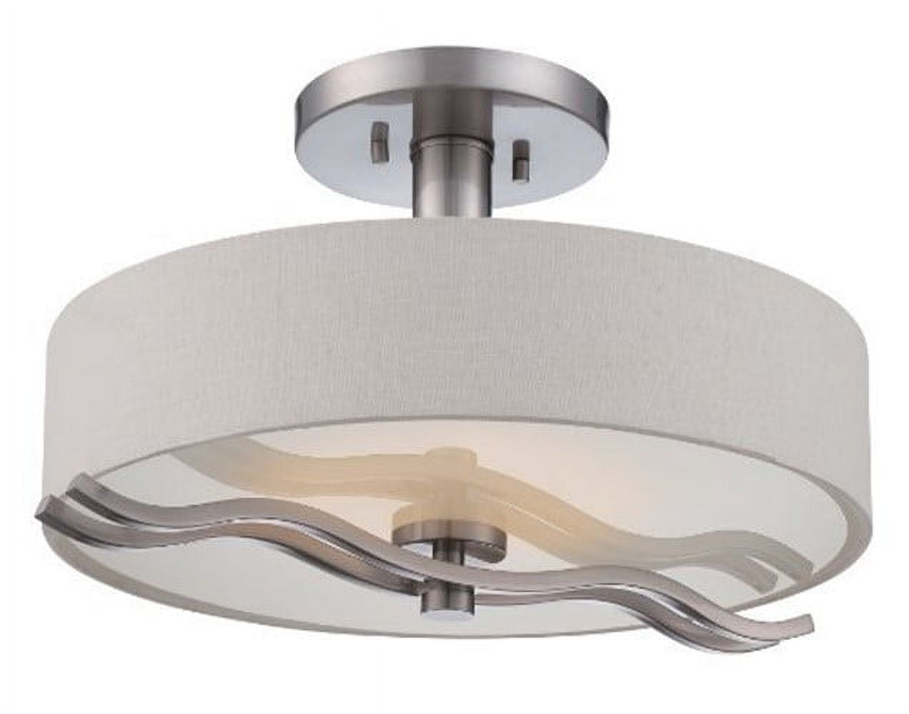 Nuvo 62-118 - Wave - LED Semi Flush w/ White Linen Fabric Shade ...