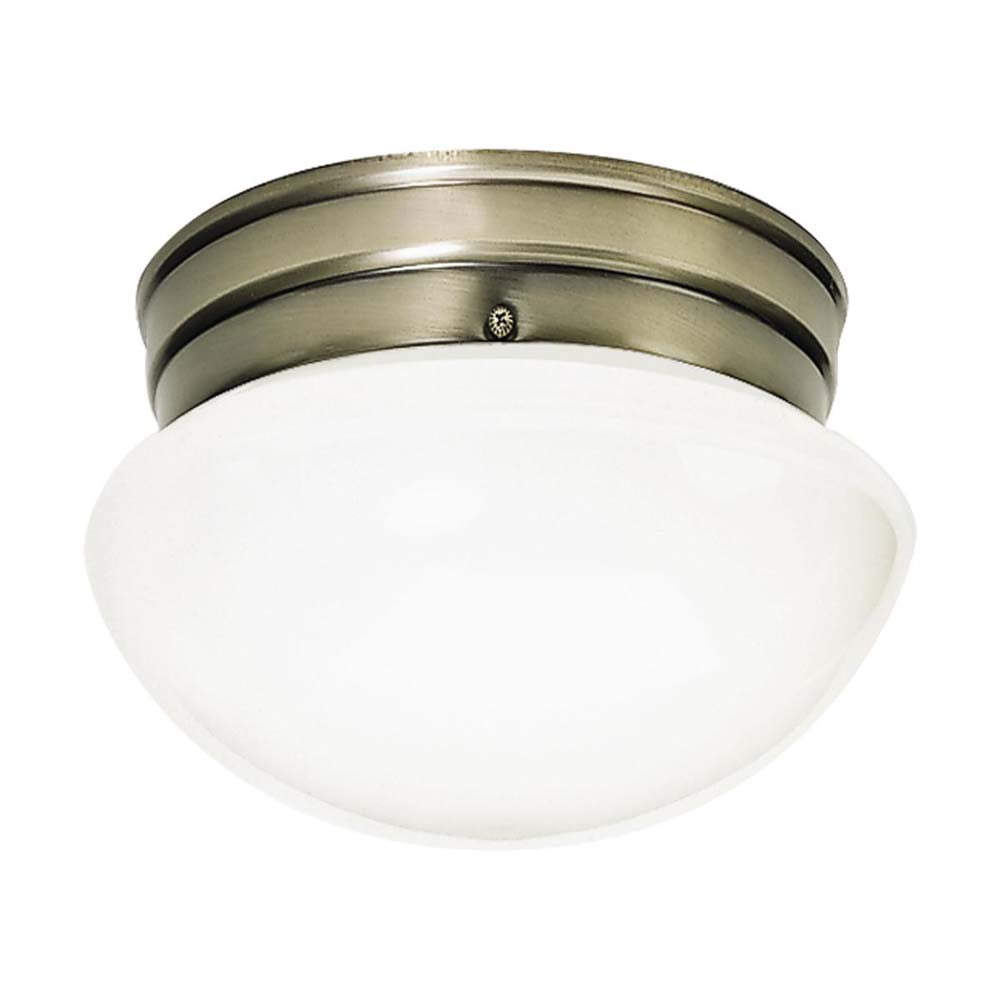 1-Light 8-in Flush with White Glass in Antique Brass Finish - Walmart.com