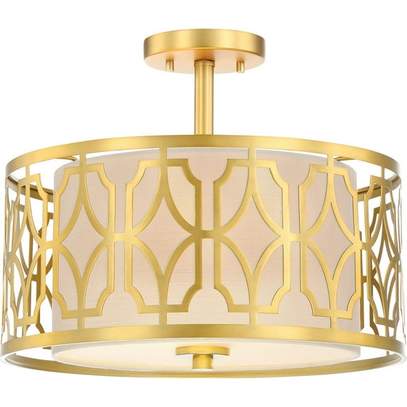 Nuvo Lighting Filigree - 2 Light Semi Flush Mount - Natural Brass ...