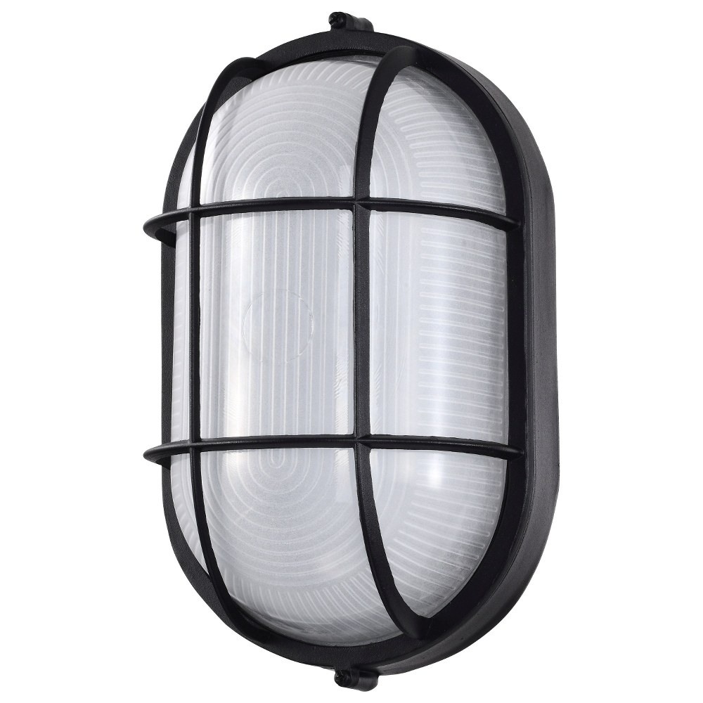 Nuvo Lighting LED Oval Bulk Head Fixture Black Finish with White Glass ...