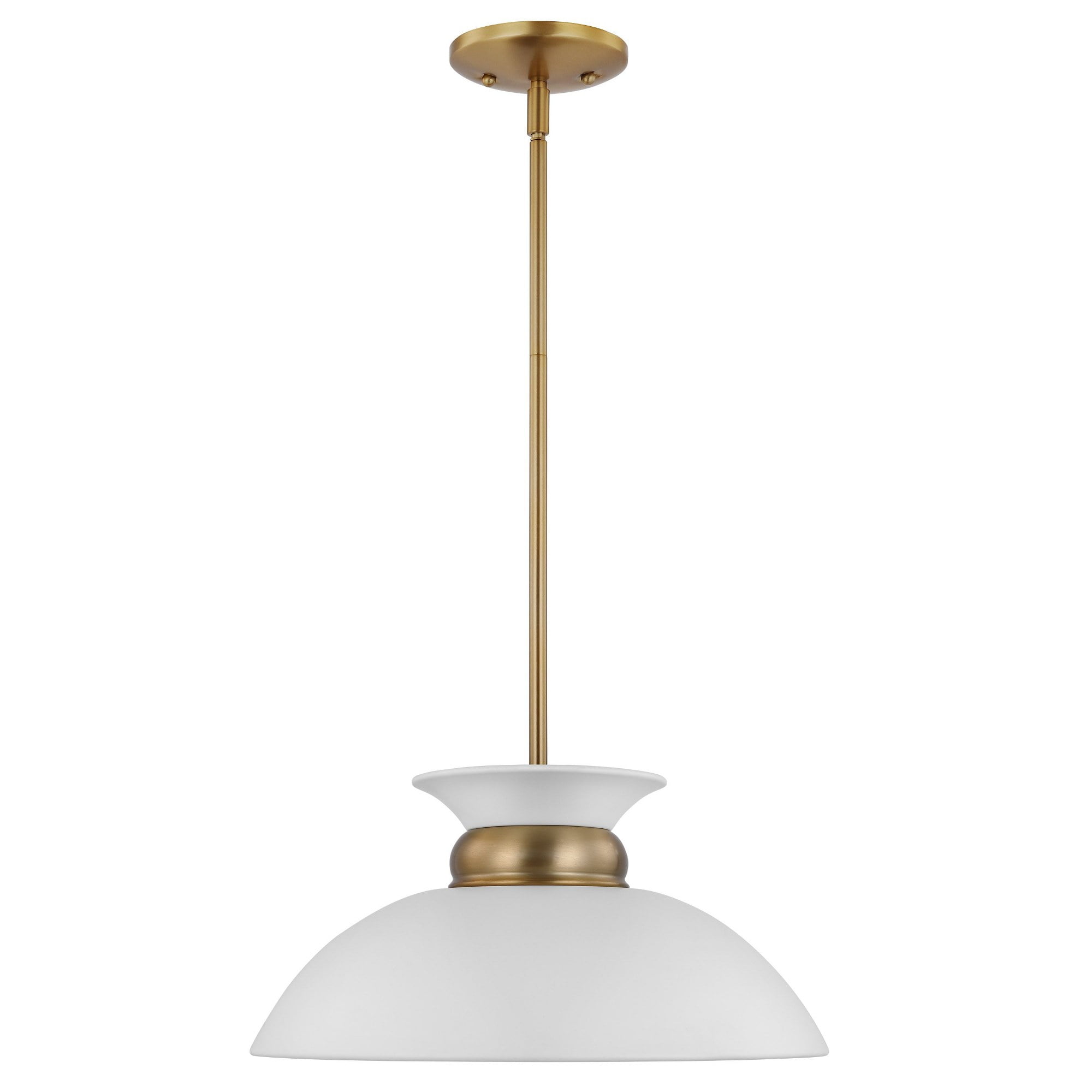 Nuvo Lighting Perkins 1 Light Small Pendant Matte White with Burnished ...