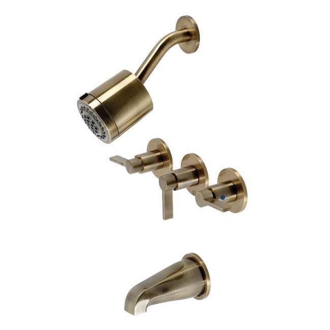 NuvoFusion Three-Handle Tub & Shower Faucet, Antique Brass - Walmart.com