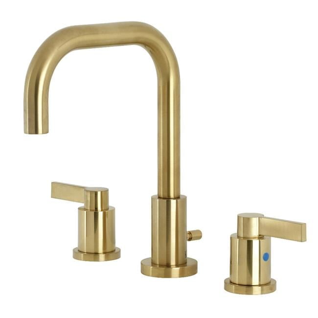NuvoFusion Widespread Bathroom Faucet with Brass Pop-Up, Brushed Brass ...