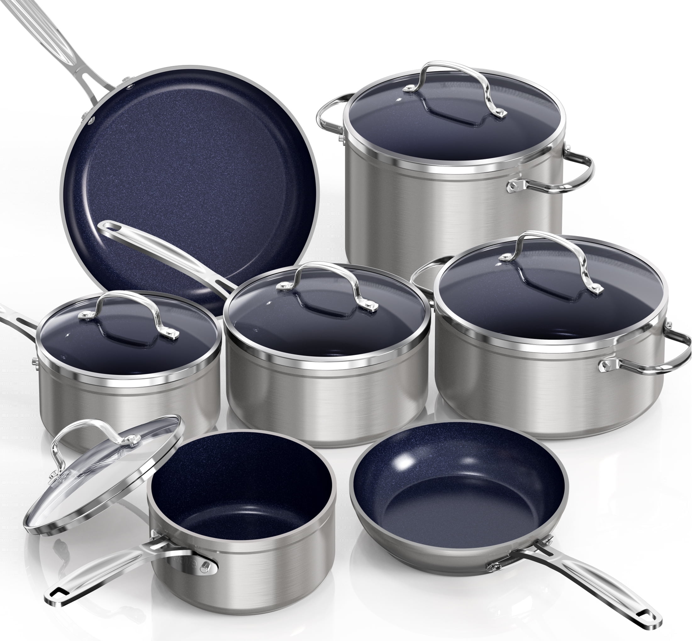 Nuwave 12pcs Non-Stick Cookware Set, Healthy Duralon Blue Ceramic ...