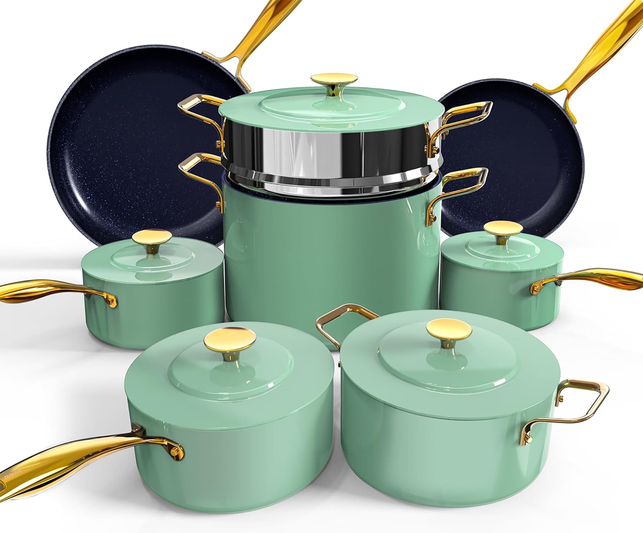 Nuwave 13pc Healthy Duralon Blue Luxury Edition Cookware Set, Diamond ...