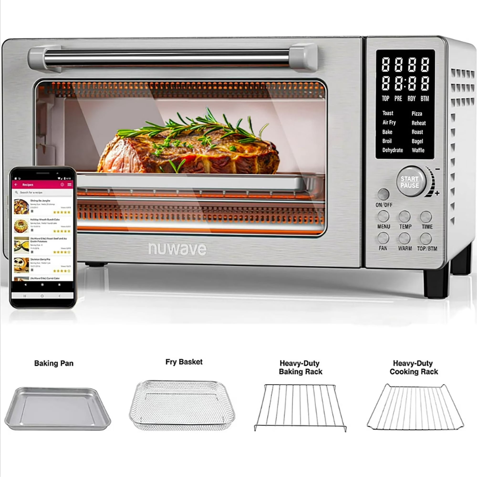 Nuwave Bravo 21-Qt, 1800 Watts Air Fryer Oven - Convection Toaster ...