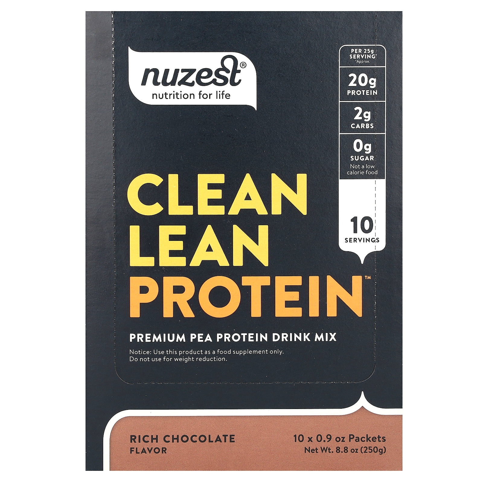 Nuzest Clean Lean Protein, Rich Chocolate, 10 Packets, 0.9 oz (25 g ...