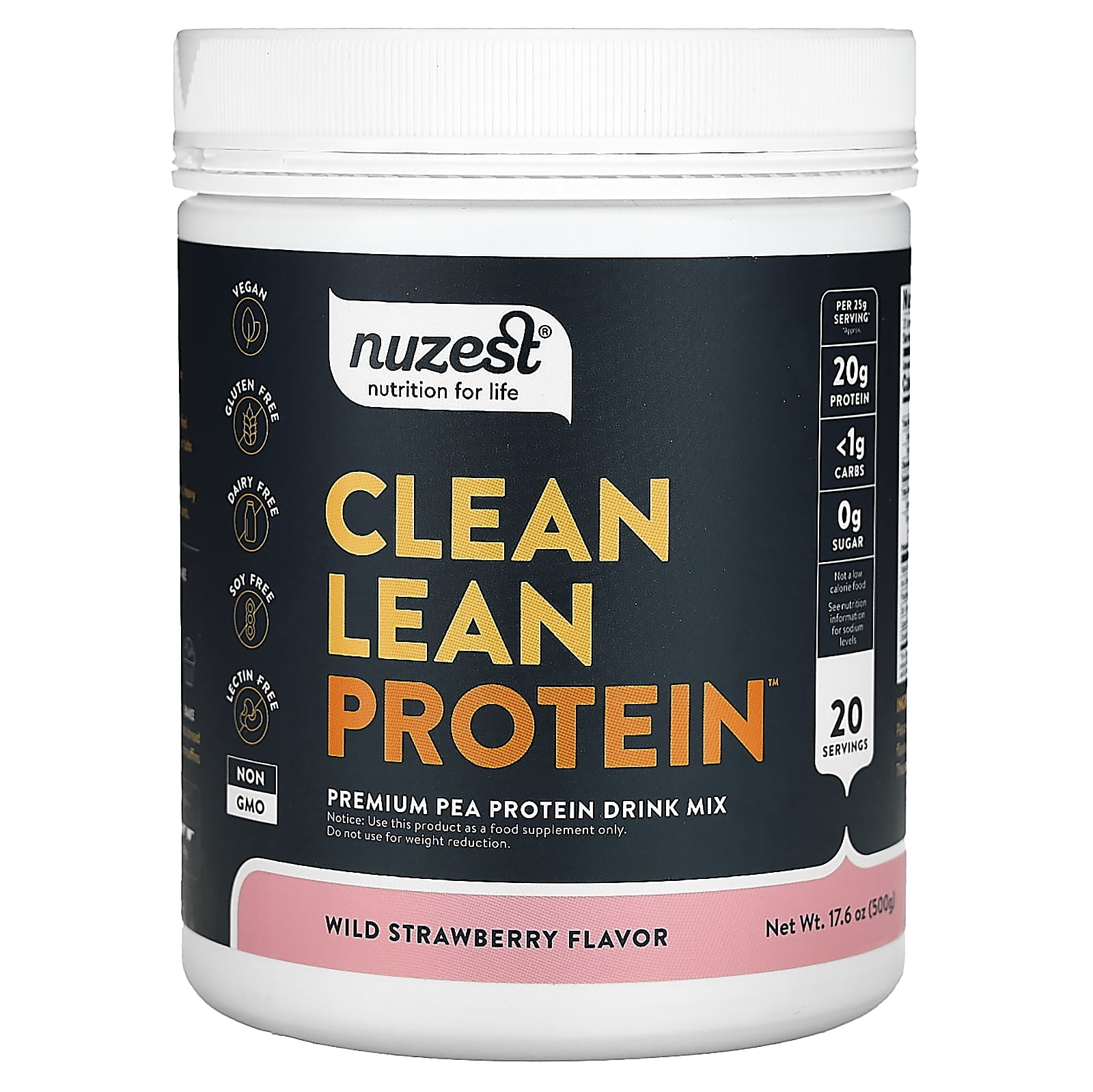 Nuzest Clean Lean Protein, Wild Strawberry, 17.6 oz (500 g) - Walmart ...
