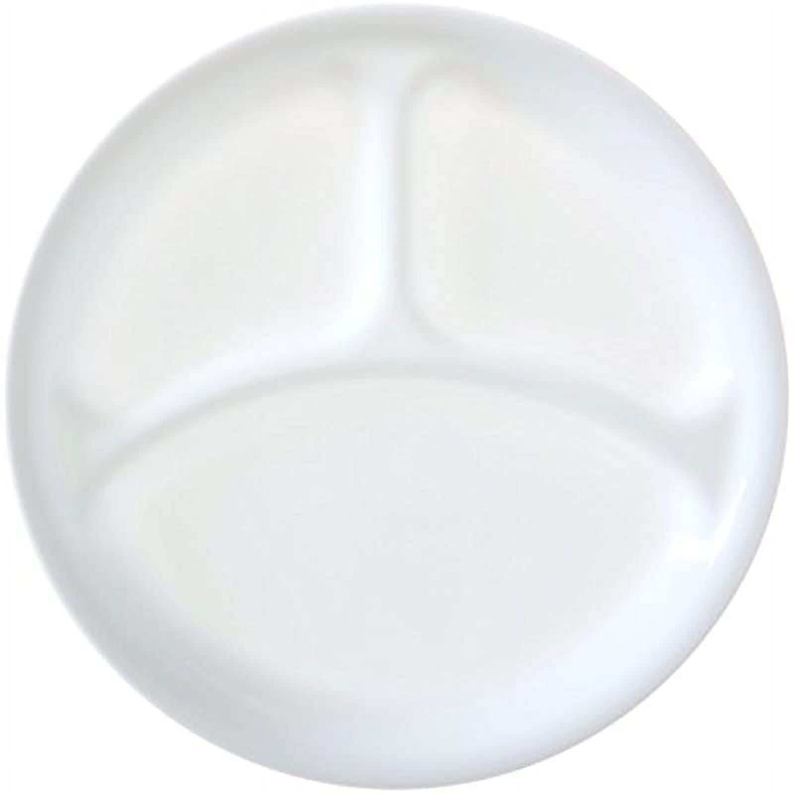 "CORELLE Vitrelle Glass Divided Round Dinner Plates, Winter Frost White ...