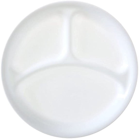 "CORELLE Vitrelle Glass Divided Round Dinner Plates, Winter Frost White ...