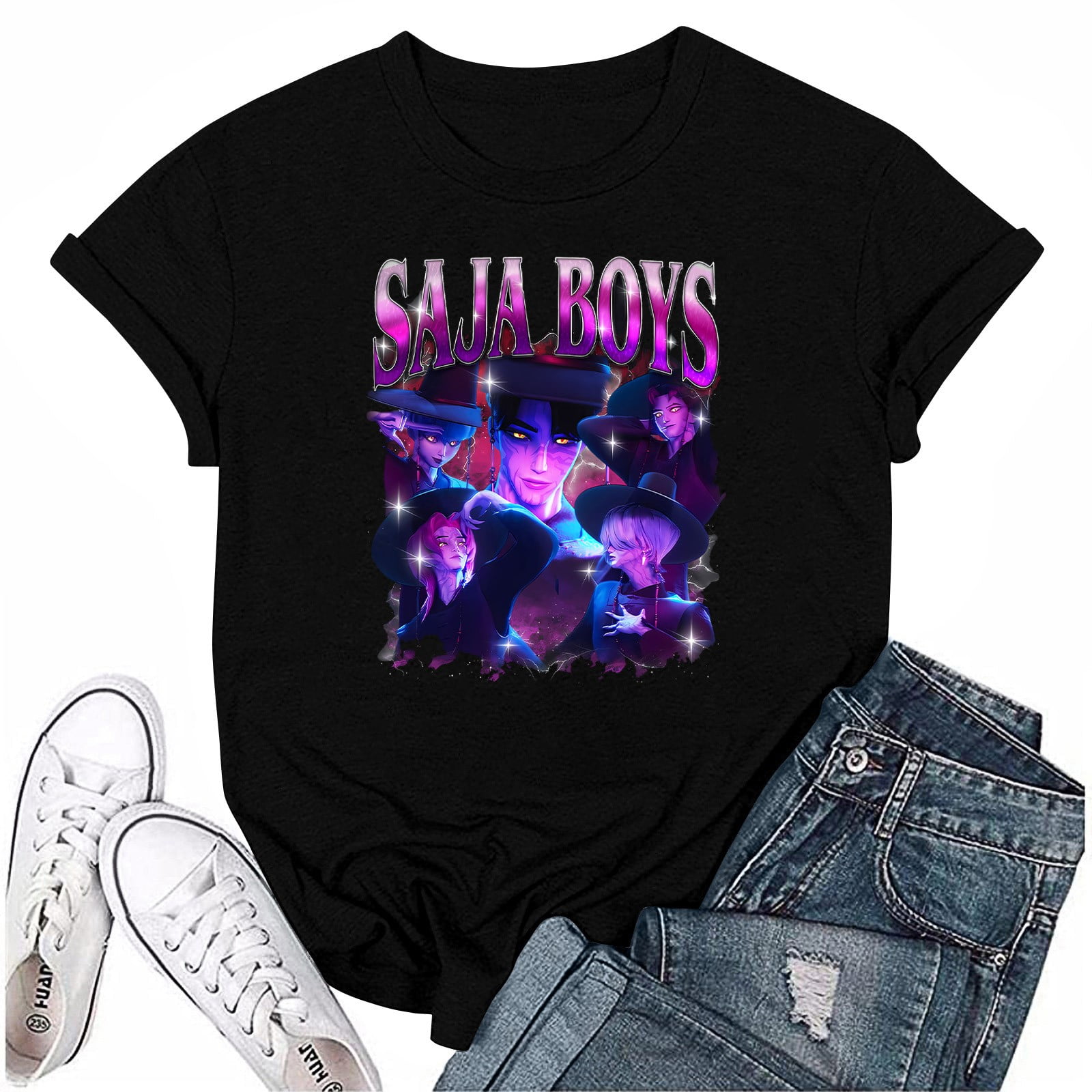 Nvse-KPop Demon Hunters Team T-Shirt – Unisex Short Sleeve Cartoon ...