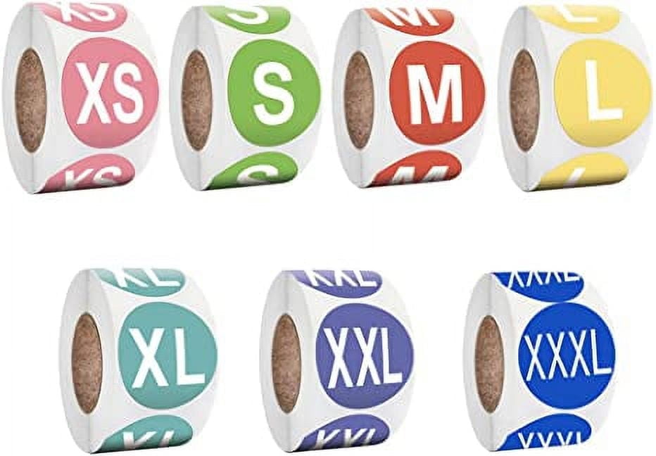 Nvzi-c 1 Inch 3500 Pieces Clothing Size Sticker Labels Colorful Coded ...