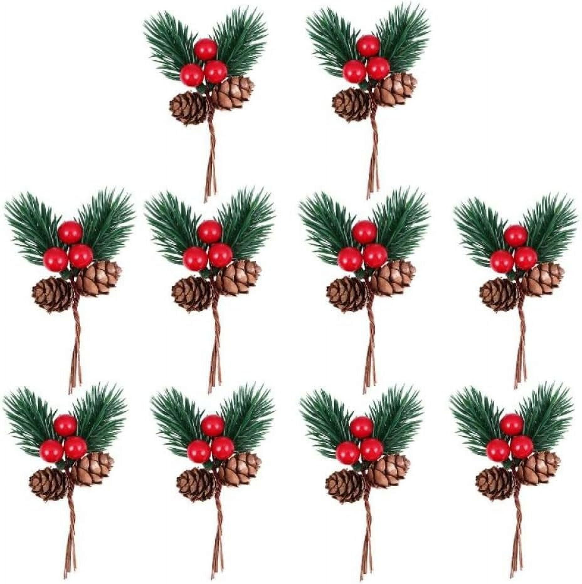 Nvzi 10 pec Christmas Pine Cone Picks Decorations 10 Pack Artificial ...
