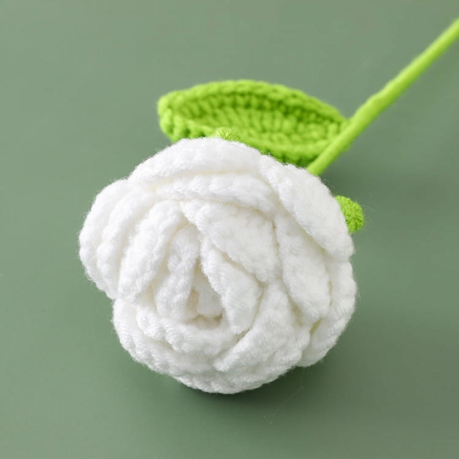 Nvzi 10pcs Wool Crochet Rose Handmade Faux Flowers Artificial Long Stem ...