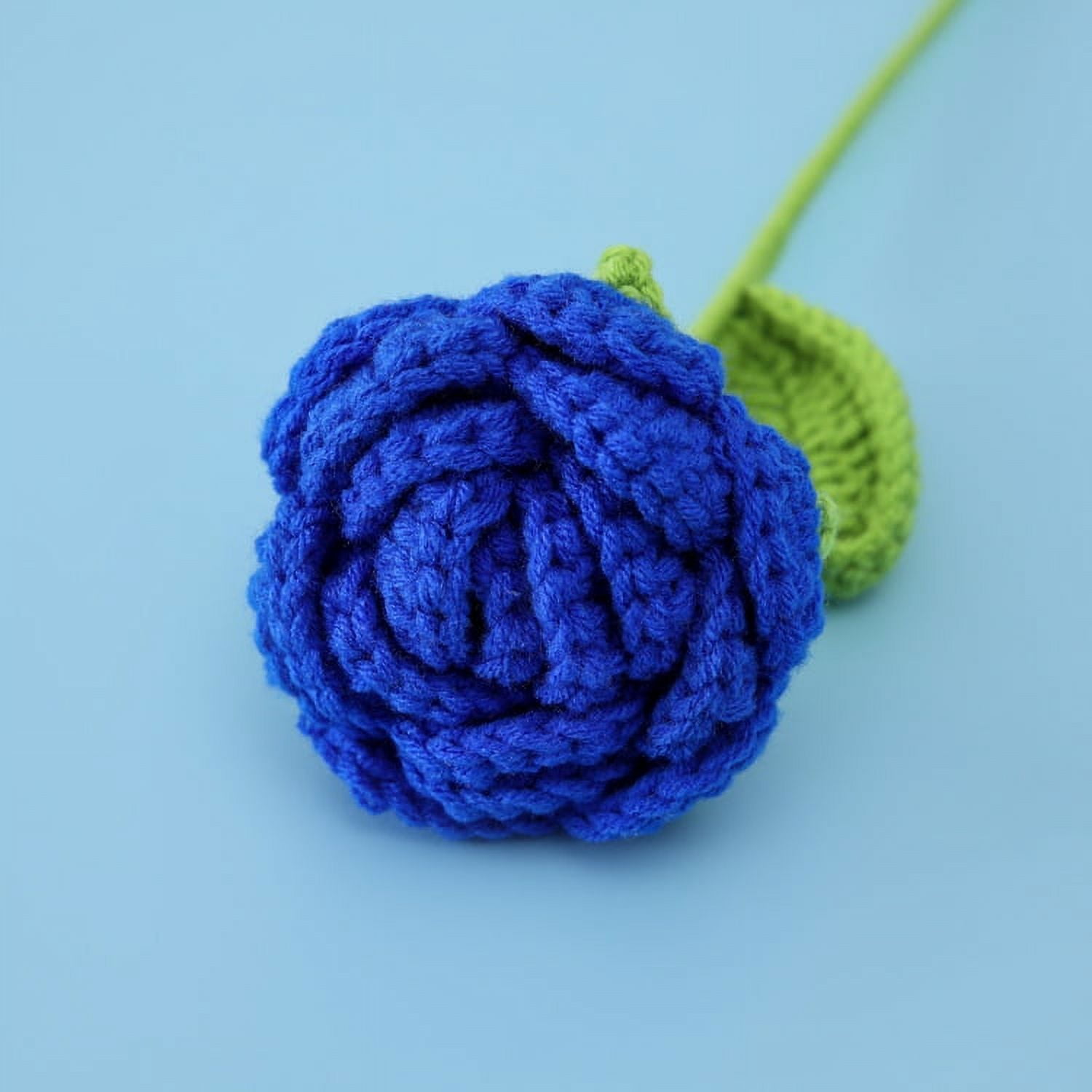 Nvzi 10pcs Wool Crochet Rose Handmade Faux Flowers Artificial Long Stem ...