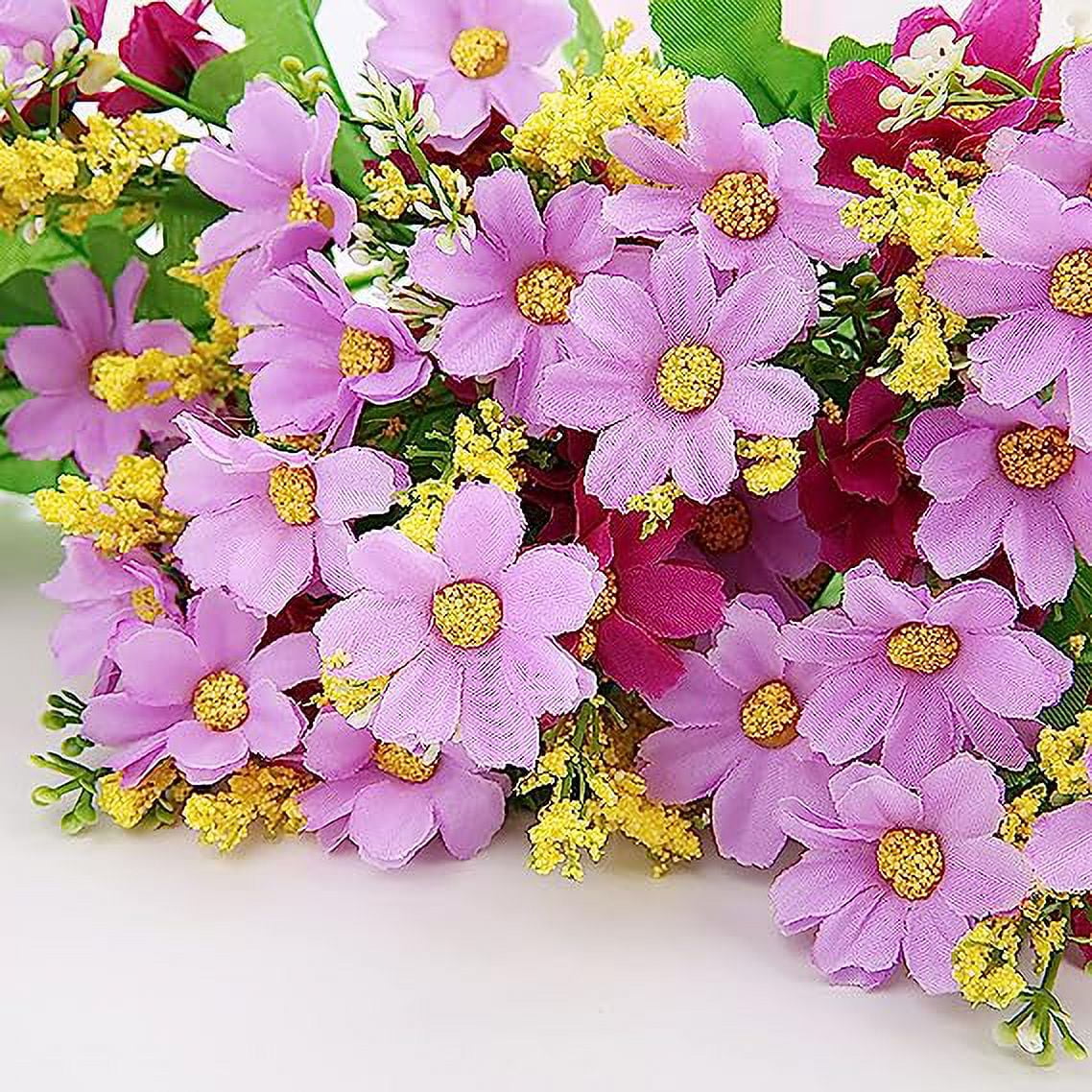 Nvzi 12 Bundles Artificial Plants Outdoor Fake Grass With Flowers Uv Resistant Greenery Garden