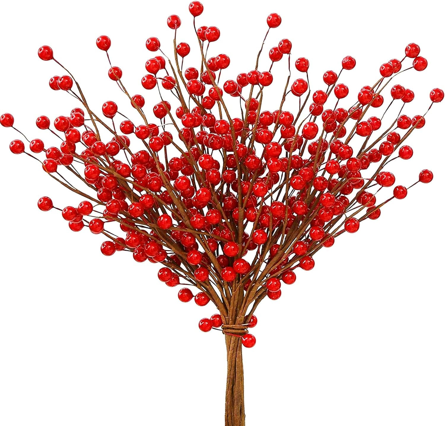 Nvzi 12 Pack Artificial Red Berry Stems 14" Fake Holly Berry Picks for ...