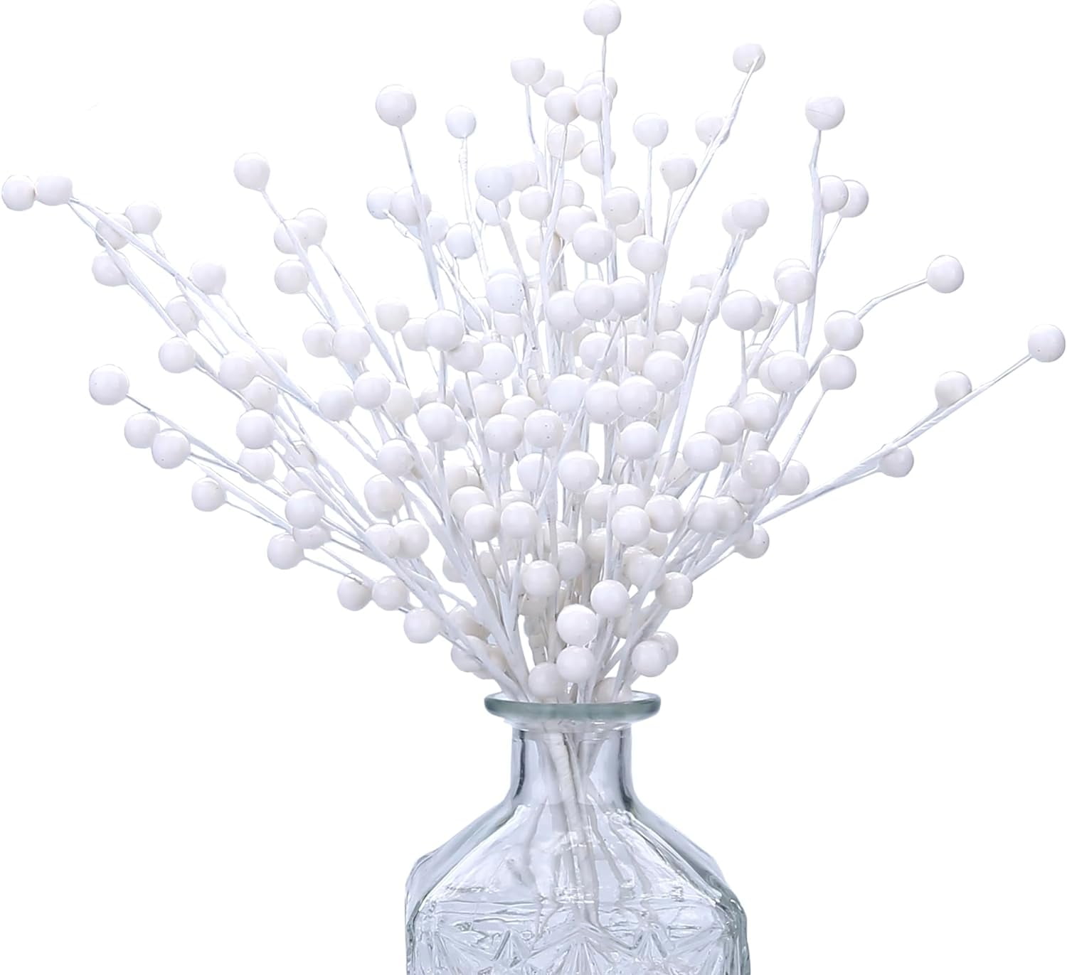Nvzi 12 Pack Artificial White Berry Stems 14" Fake Holly Berry Picks ...