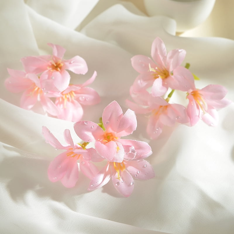 Nvzi 20 pieces of Dark Pink fake flower head-3.35 inches, 3 forks, with ...