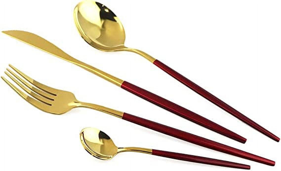 Nvzi 24-Piece Silverware Set - Stainless Steel Reusable Utensils Forks ...