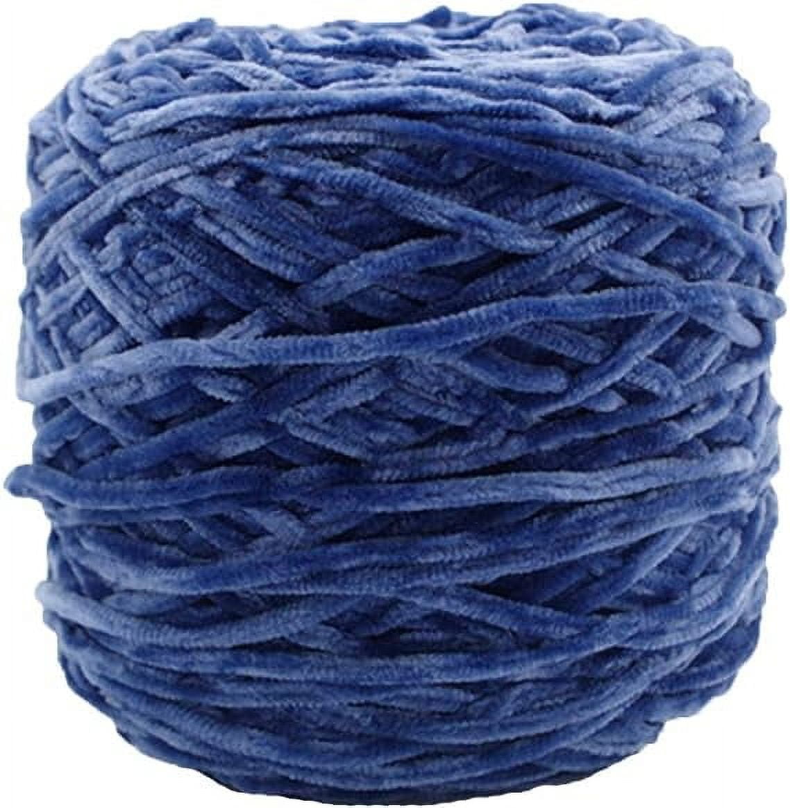 Nvzi 250g Chenille Velvet Yarn Denim Blue Bulky Vegan Soft Yarn Velvet Knitting Yarn Polyester ...