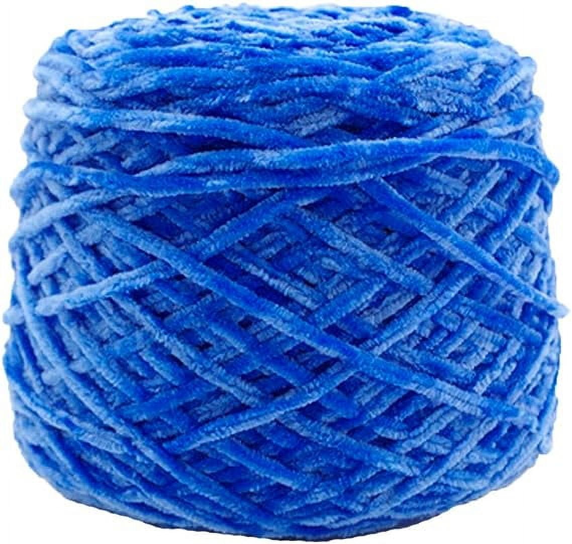 XmhyTop 250g Chenille Velvet Yarn Sapphire Blue Bulky Vegan Soft Yarn ...
