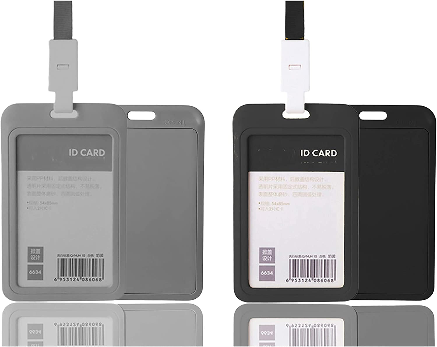 Nvzi 2pcs ID Badge Card Holder, Name Badge Holder with Lanyard, Neck ...